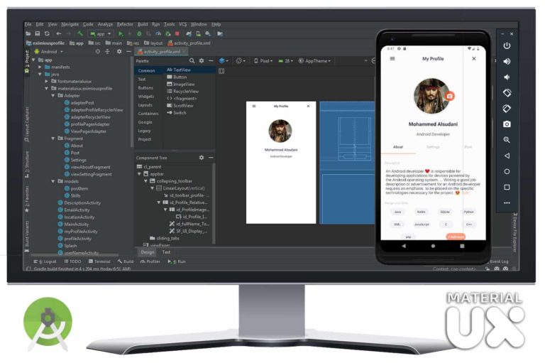 Eximious Profile UI Design in Android Studio + Source Code – Material UiUx